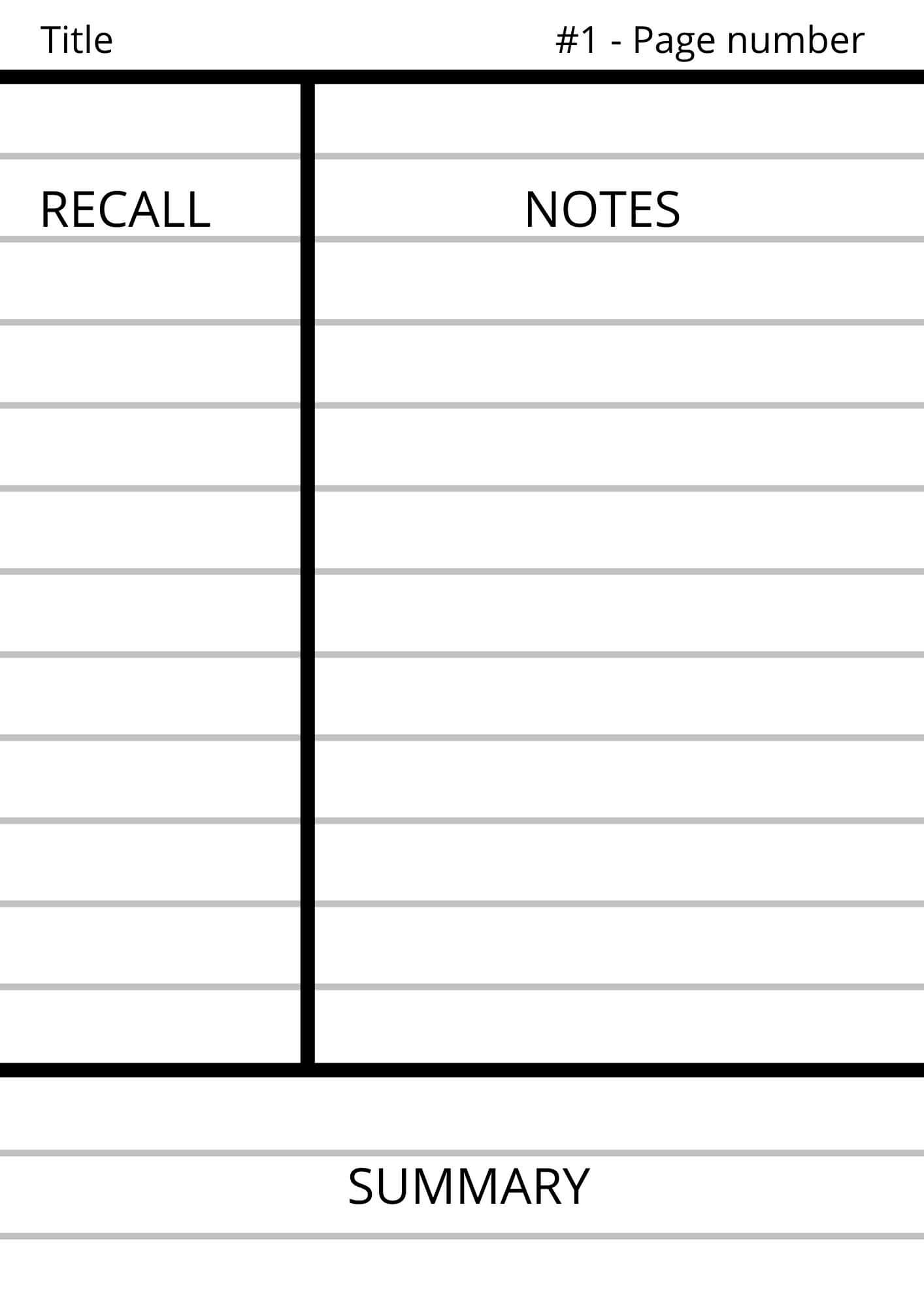 Cornell Note Taking Method Introduction And Template