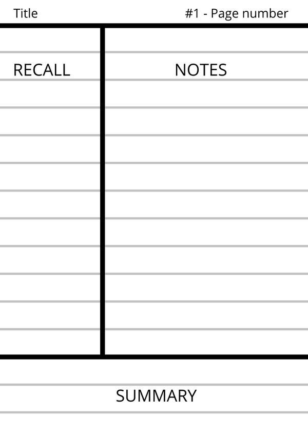 Cornell Note Taking Method - Introduction and Template